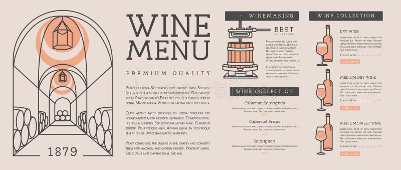 Restaurant Wine Menu Design. Line Art Modern Illustration Stock Vector ...