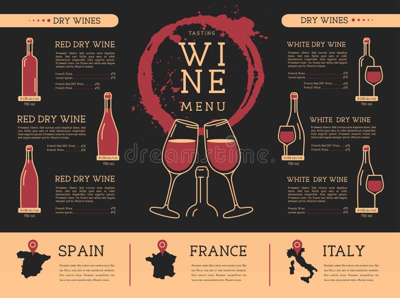 Restaurant Wine Menu Design. Line Art Modern Illustration Stock Vector ...