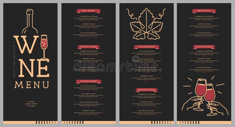 Restaurant Wine Menu Design. Line Art Modern Illustration Stock Vector ...