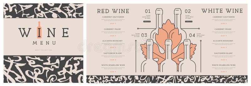 Restaurant Wine Menu Design with Pyramid of Wine Bottles. Line Art ...