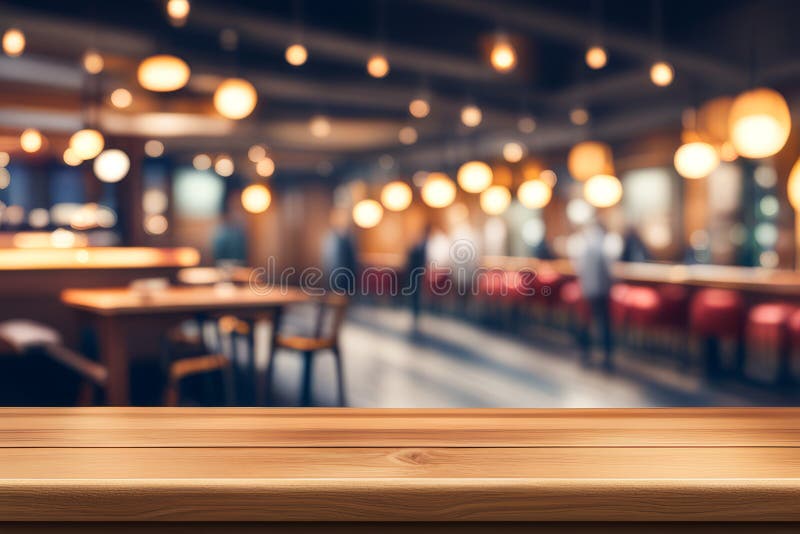 Restaurant with a Wooden Counter and Tables Stock Image - Image of ...