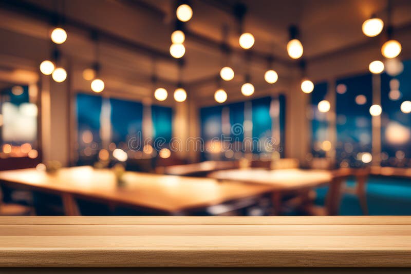 Restaurant with a Wooden Table and Chairs Stock Photo - Image of cafe ...