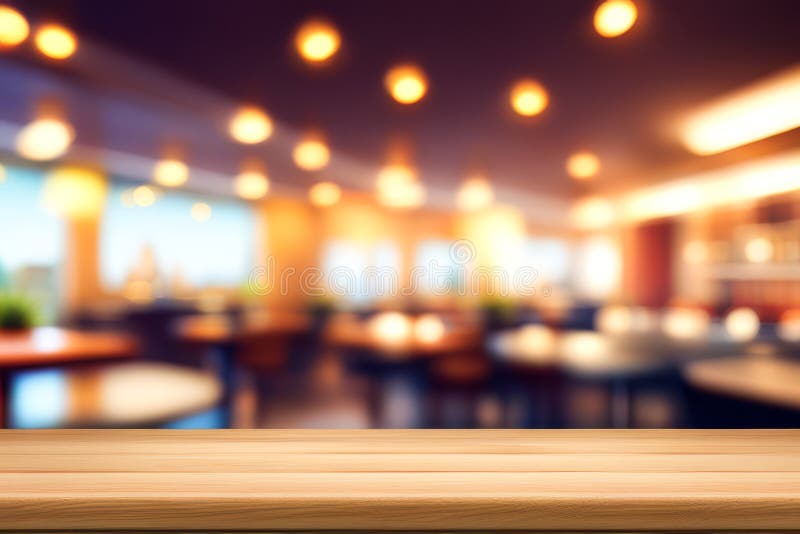 Restaurant with a Wooden Table and Chairs Stock Photo - Image of ...