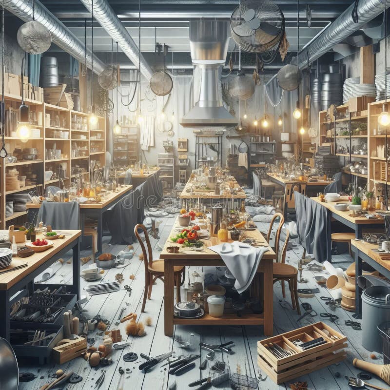 The Restaurant Workshop a Room Filled with Restaurant Equipment Stock ...