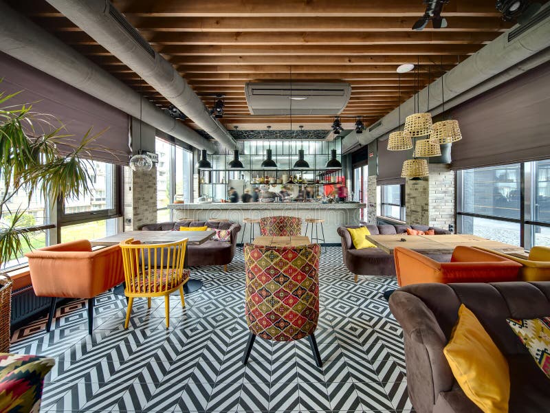 Restaurante Con La Cocina Abierta Imagen de archivo - Imagen de cocina ...