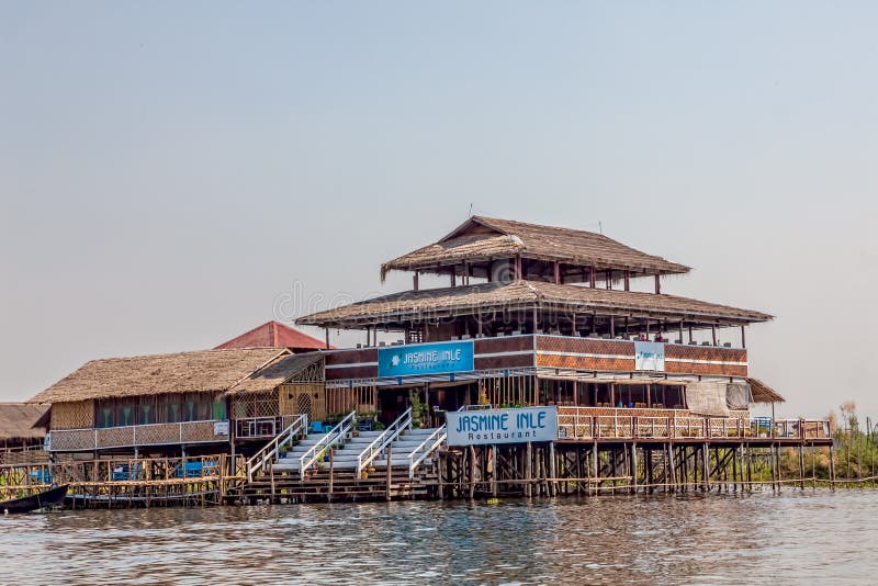 Restaurante del lago Inle fotografía editorial. Imagen de asia - 39262012
