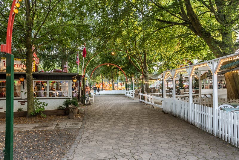 Restaurants Along a Path Under the Trees in the Amusement Park Bakken ...