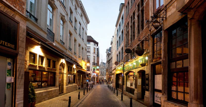 Restaurants in Brussels editorial stock image. Image of touristic ...