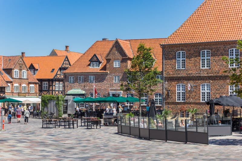 Restaurants at the Central Market Square in Ribe Editorial Stock Image ...