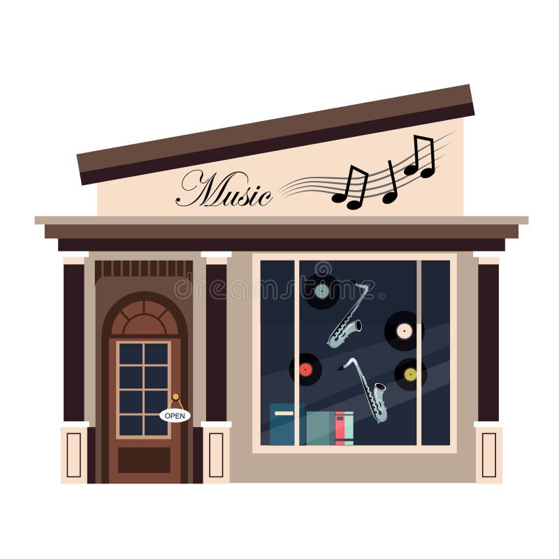 Restaurants and Shops Facade, Storefront Vector Detailed Flat Stock ...