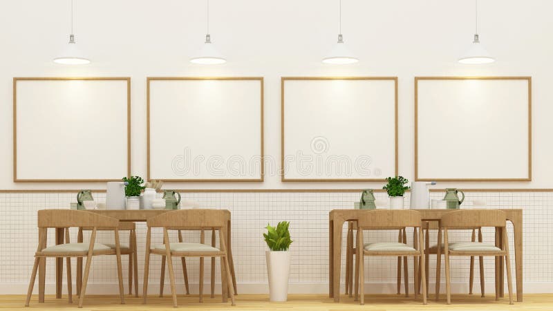 Restaurant or Cafe and Frame for Artwork - 3D Rendering Stock ...