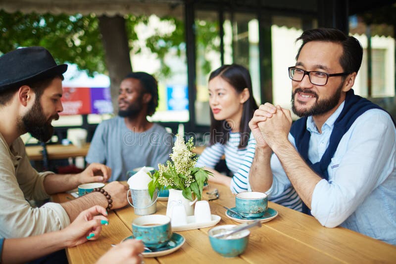 Restful friends stock photo. Image of conversation, restful - 86659860