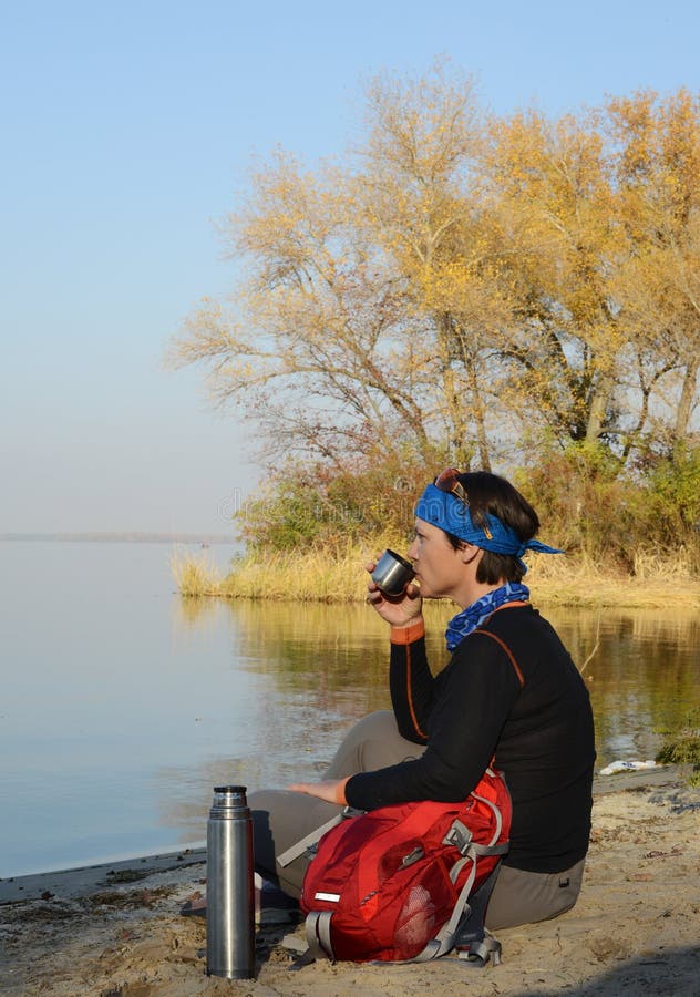 Resting backpacker stock photo. Image of autumn, caucasian - 45655686