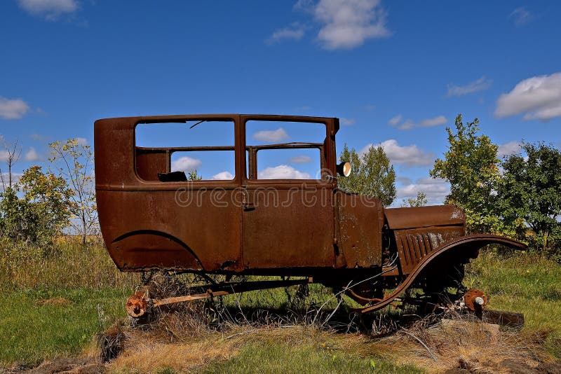 Rusty Frame of a Very Old Car Stock Photo - Image of junker, tireless ...