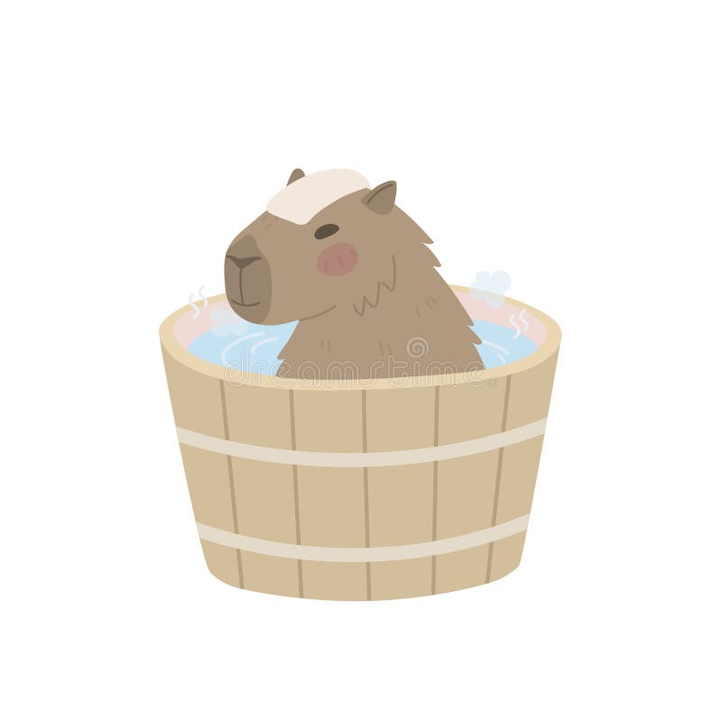 Resting Calm Capybara Takes a Bath Stock Vector - Illustration of ...