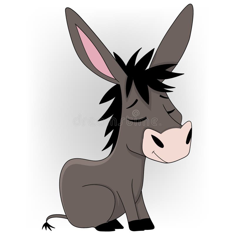 Resting Donkey with Black Mane and Closed Eyes Stock Vector ...