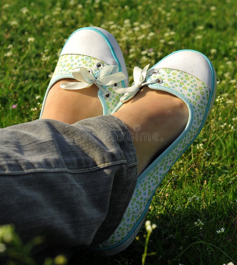 Resting Feet stock photo. Image of feet, grass, barefoot - 4890736