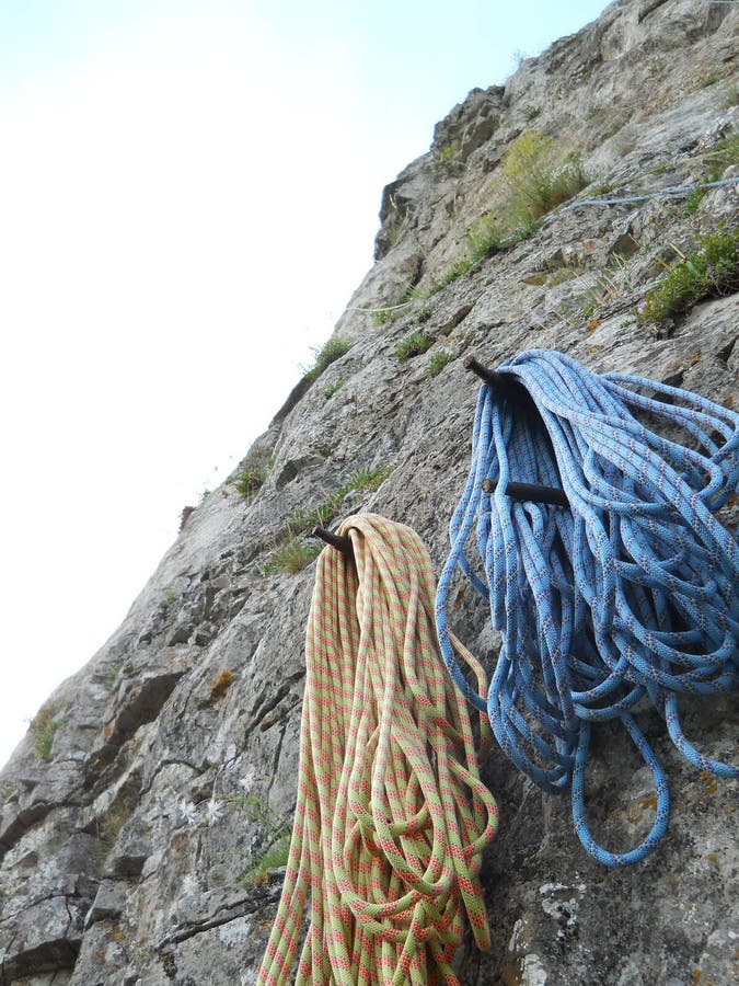 Resting half ropes stock photo. Image of overhang, alpinism - 52470836