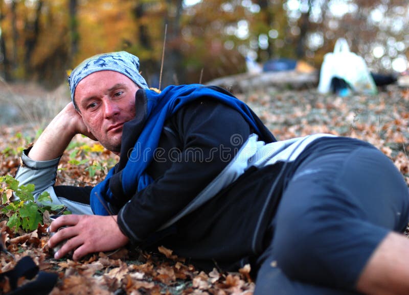 Resting hiker stock image. Image of colorfull, landscape - 9174165