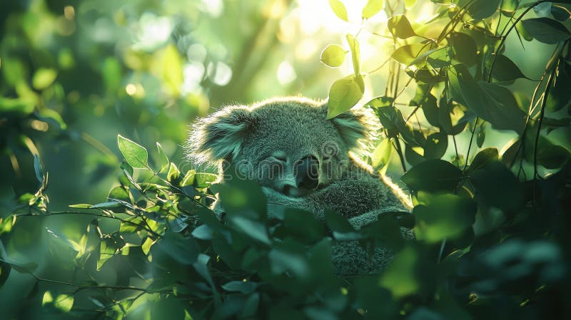 Koala Sleeping in Sunlight- Australian Wildlife Photography Stock ...