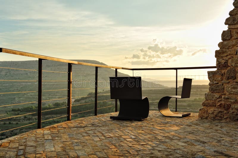 Resting Place with Mountain View. Sunset Time Stock Photo - Image of ...