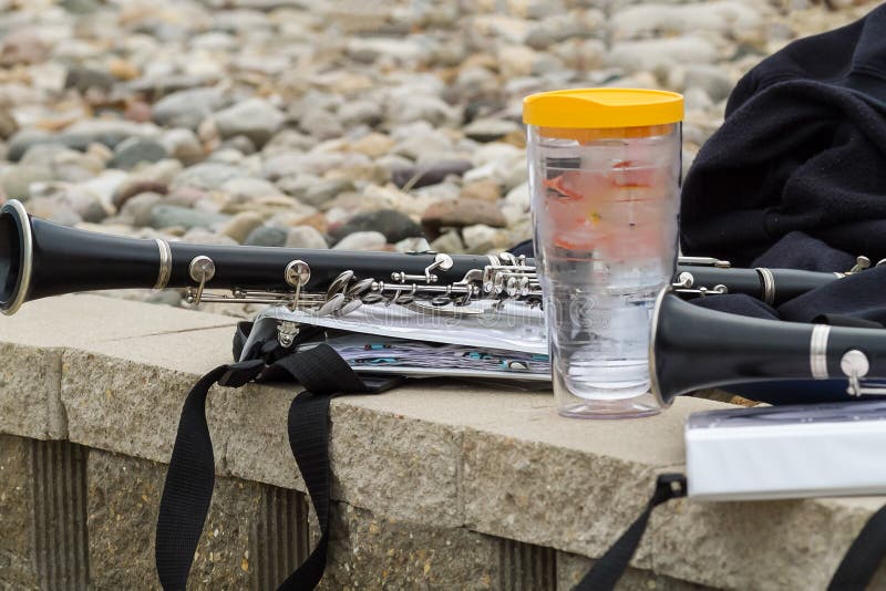 A Resting Place for Music, Instruments, Jackets and Water Stock Image ...