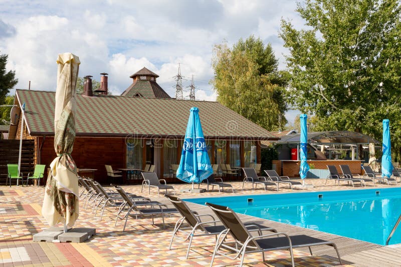 Resting Place Near the Pool. Stock Photo - Image of vacation, sunbed ...