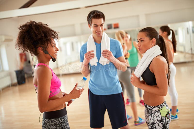 Resting and Refreshing after Training in Fitness Center Stock Photo ...