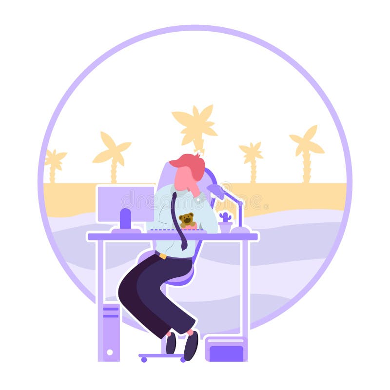 Resting at Work, a Break after a Long Hard Work Stock Illustration ...