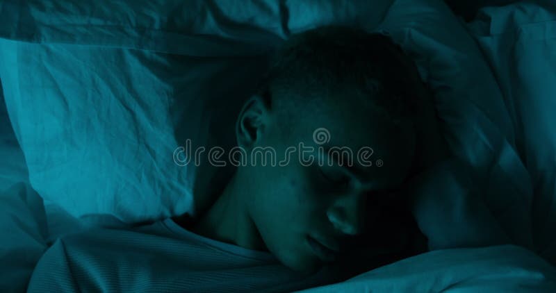 Restless Man Sleeping on Bed Stock Footage - Video of late, bedroom ...