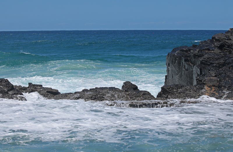 Restless Sea Swells Rolling Over Rocks Stock Photo - Image of turquoise ...