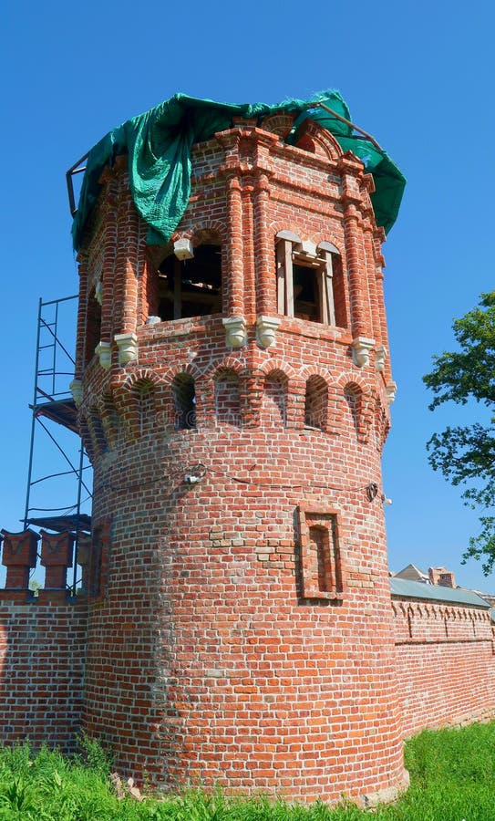 Restoration of a Brick Tower Stock Photo - Image of architecture, house ...