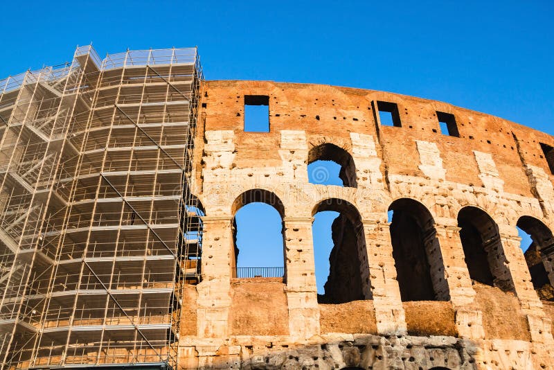 Restoration of the Colosseum in Rome Stock Photo - Image of ...