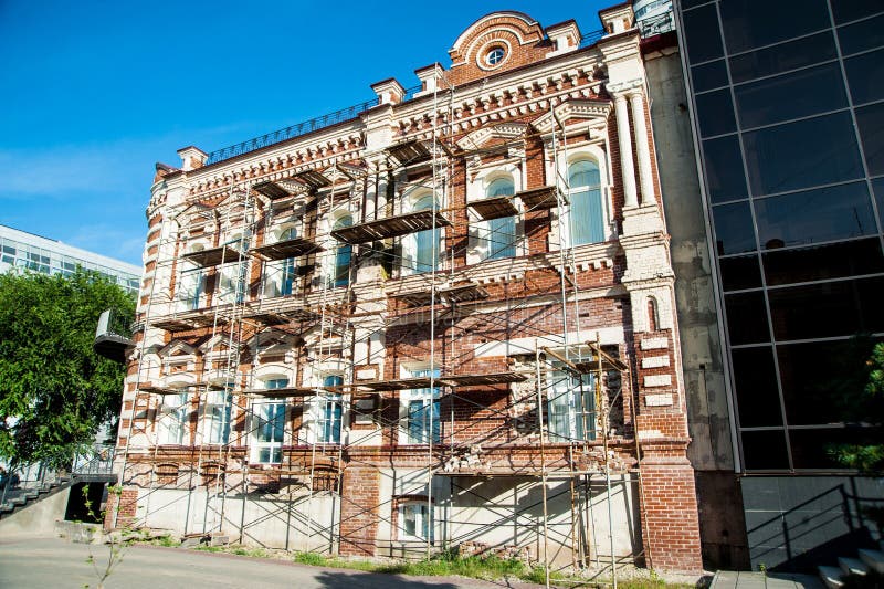 Restoration of Old Building Stock Image - Image of horizontal, town ...