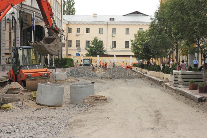 Restoration of the Road Surface Editorial Photo - Image of building ...