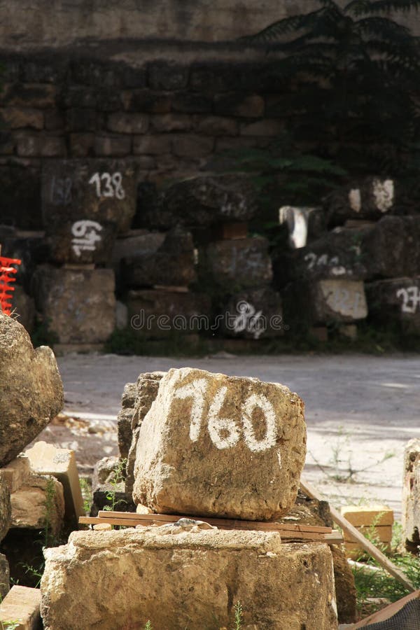 Restoration Site, Stone Blocks, Numbered Stock Image - Image of ...