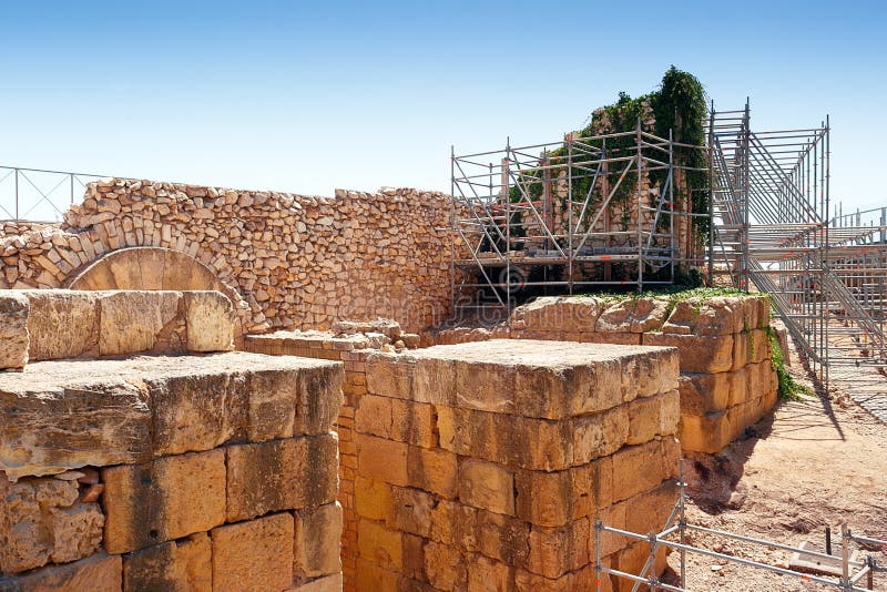 Restoration Work in the Ancient Catalan Settlemen Stock Photo - Image ...