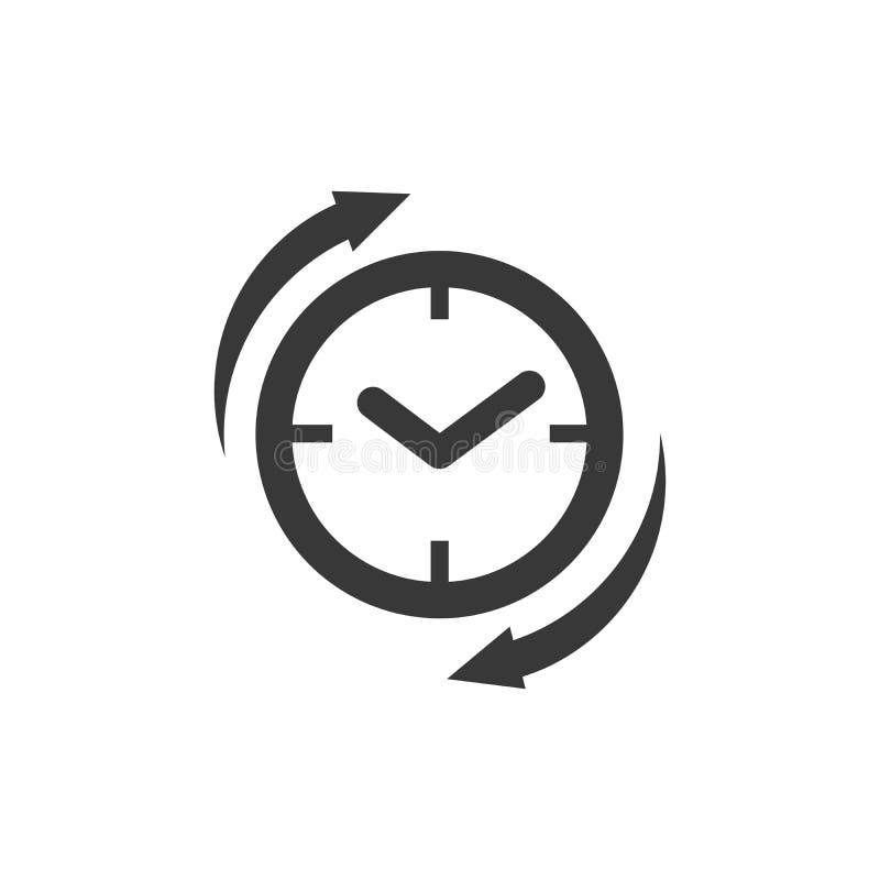 Restore Clock Glyph Icon. Image Style is a Flat Icon Symbol Inside a ...