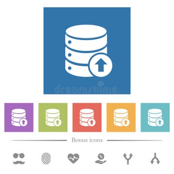 Restore Database Flat White Icons in Square Backgrounds Stock Vector ...