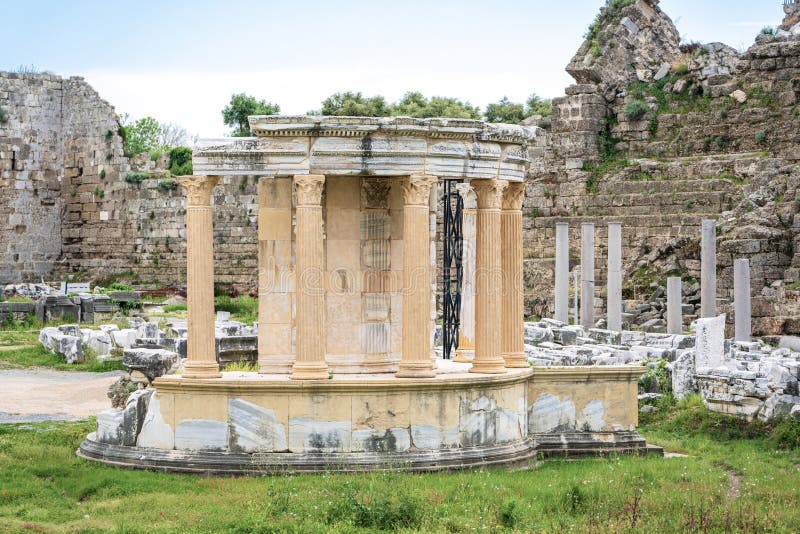 Restored Ancient Architectural Ruins and Columns of the Ancient City of ...