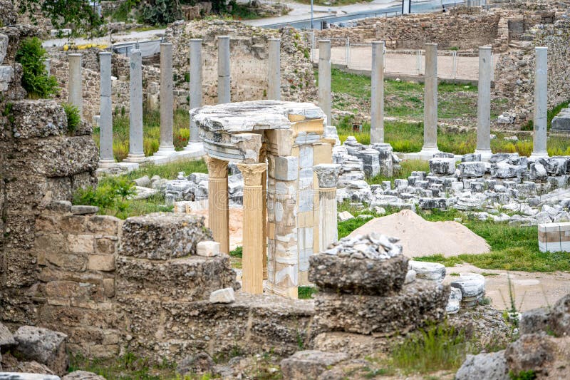 Restored Ancient Architectural Ruins and Columns of the Ancient City of ...