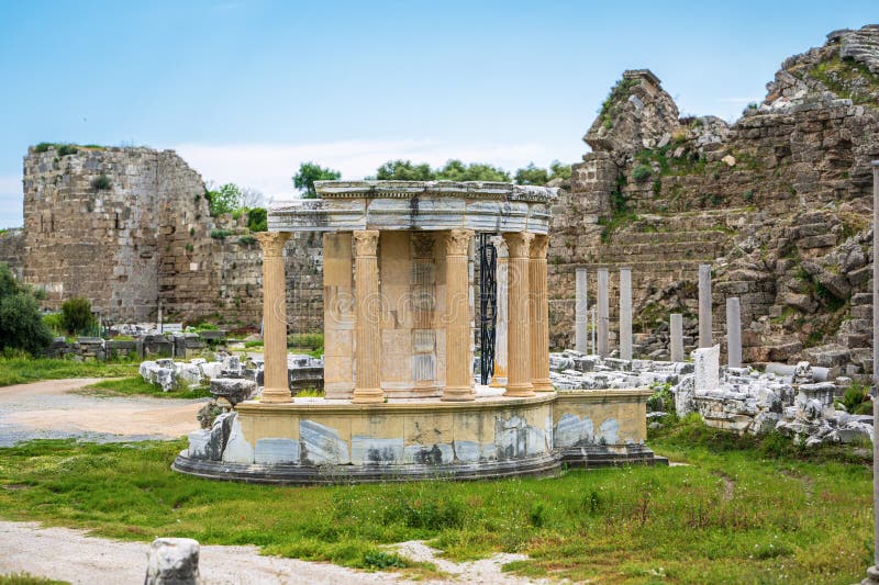 Restored Ancient Architectural Ruins and Columns of the Ancient City of ...