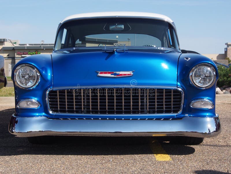 Restored Antique 1955 Blue Chevrolet Belair Editorial Photography ...