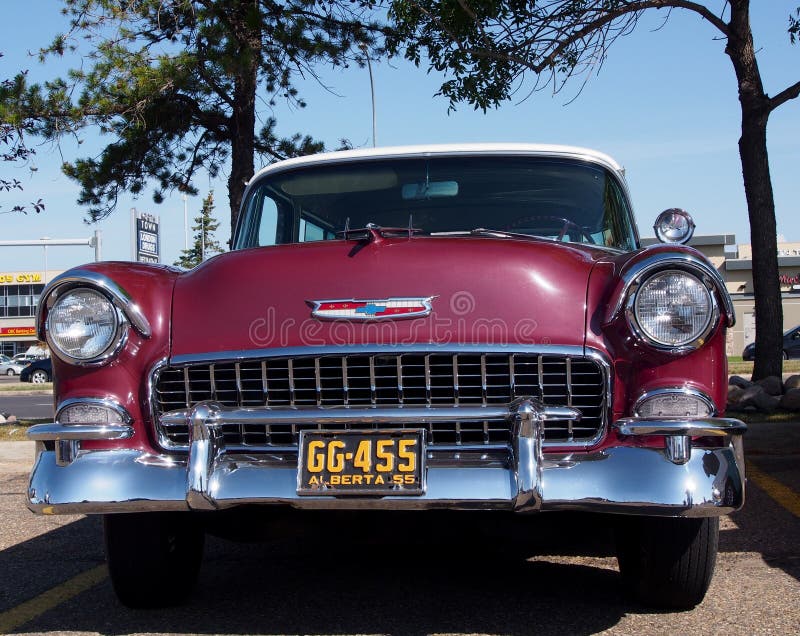 Restored Antique 1955 Red Chevrolet Belair Editorial Stock Photo ...