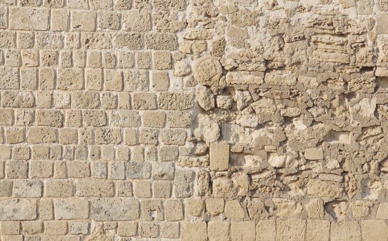 Restored Bahrain Fort Wall with Different Textures Stock Image - Image ...