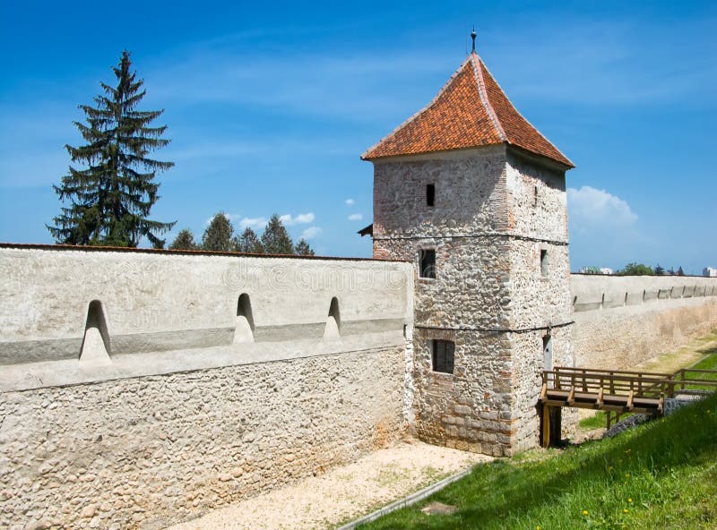 Medieval Walls of Fortress of Brasov, Transylvania Stock Image - Image ...