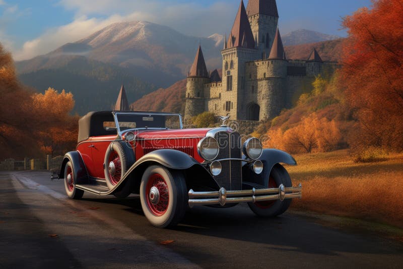Restored Classic Car with a Scenic Backdrop Stock Image - Image of ...