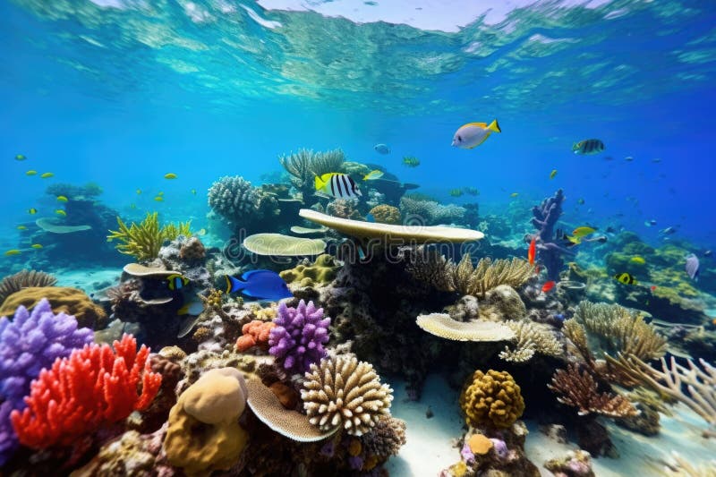 Restored Coral Reef with Vibrant Marine Life Stock Image - Image of ...