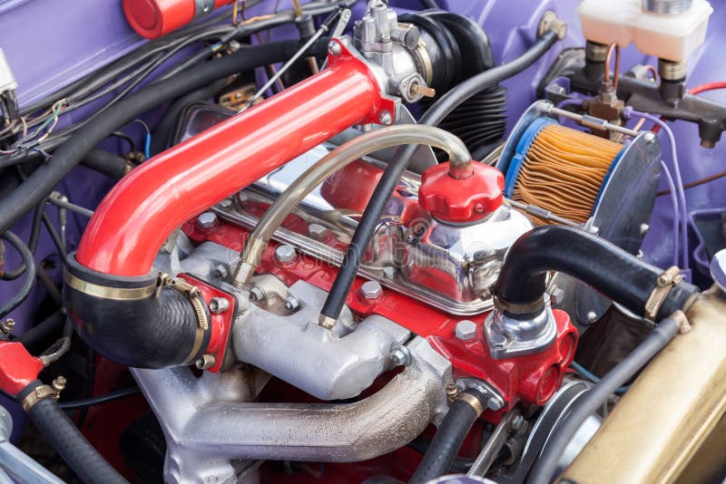 Restored Engine of an Old Car Stock Photo - Image of service, classic ...