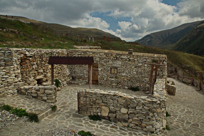The Restored Medieval Chechen Town of Khoy is a City of Guards. Stock ...